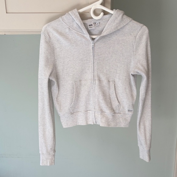 TNA | Tops | Tna Waffle Zip Up Light Gray Hoodie | Poshmark